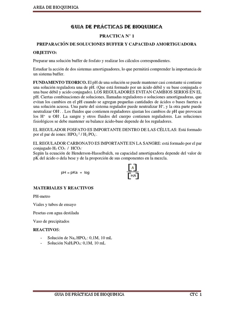 Practica N°1 Preparación de Soluciones Buffer y Capacidad Amortiguadora PDF | PDF | Solución ...