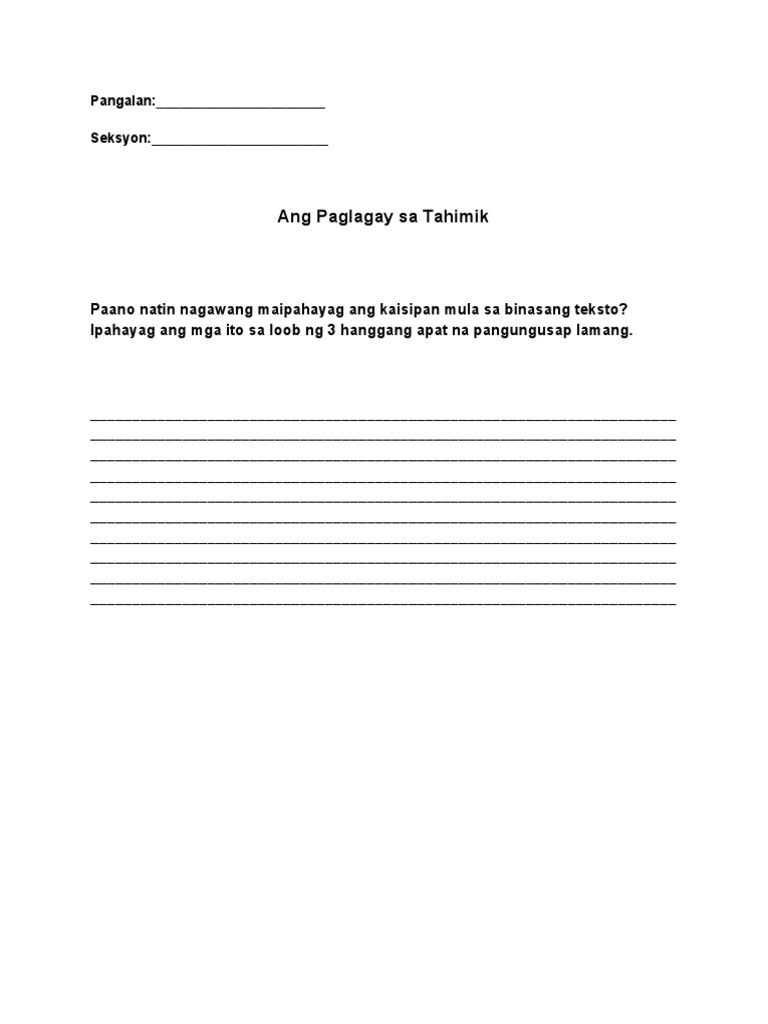 Paglagay Sa Tahimik PDF | PDF