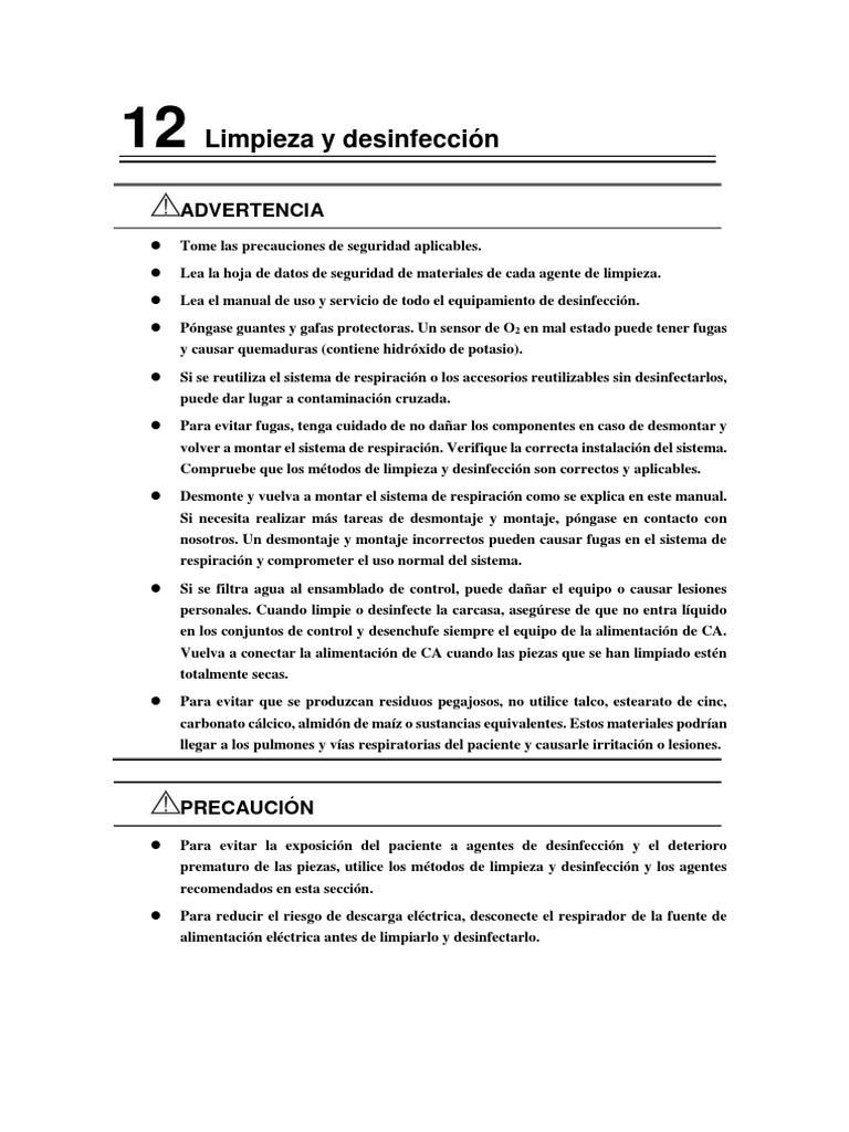 Limpieza y desinfección SV-600 SV-800 | PDF | Detergente | Agua