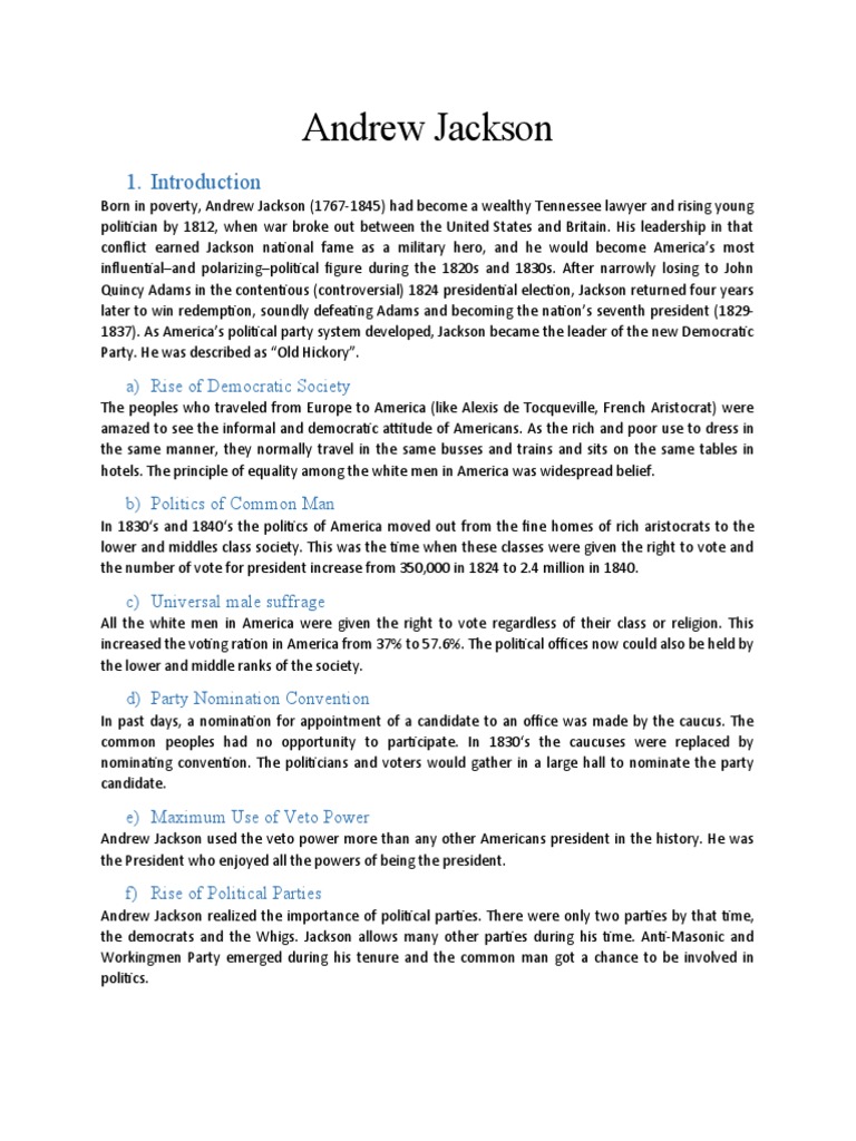 Andrew Jackson | PDF | Andrew Jackson | Trail Of Tears