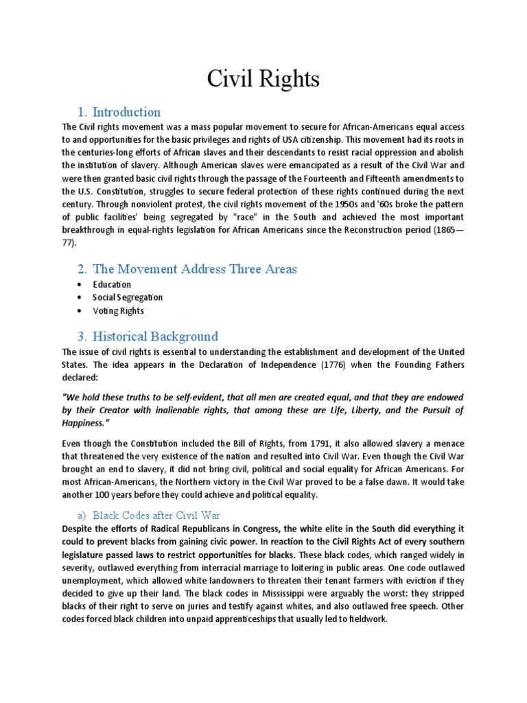 Civil Rights: A) Black Codes After Civil War | Download Free PDF ...