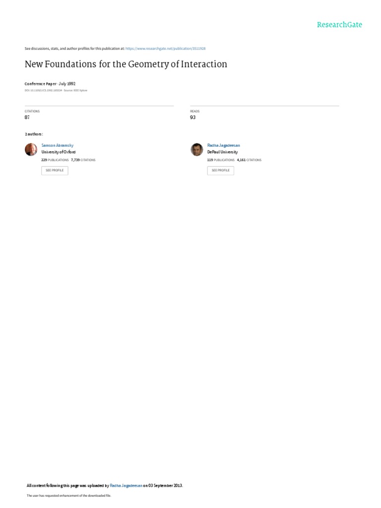 New Foundations For The Geometry of Interaction | PDF | Interpretation ...