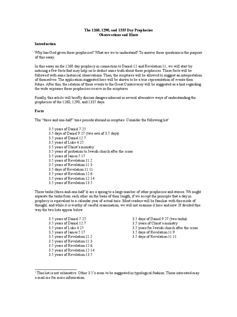 Understanding 1260, 1290, and 1335 Days | PDF | Elijah | Book Of Revelation