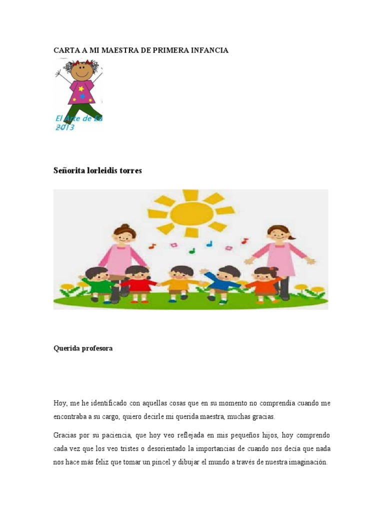 Carta A Mi Maestra de Primera Infancia | PDF