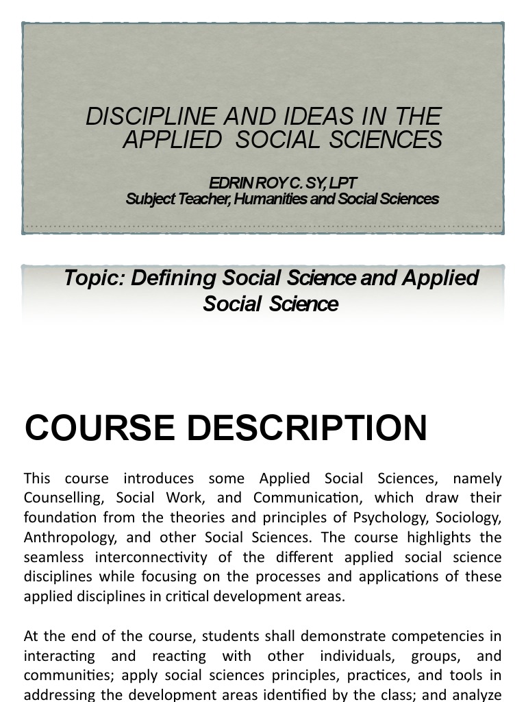 Discipline and Ideas in The Applied Social Sciences | PDF | Social ...