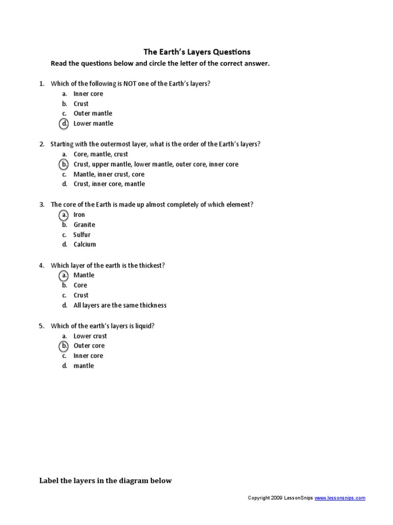 Earth's Layer Quiz Assignment | PDF | Structure Of The Earth | Crust ...