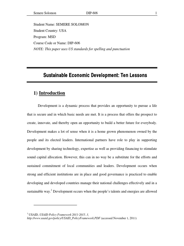 Semere Solomon - DIP-Sustainable Development | PDF | Sustainability | Sustainable Development