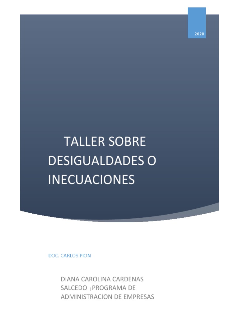 Taller Sobre Desigualdades o Inecuaciones | PDF