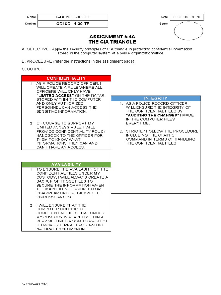 Assignment # 4A The Cia Triangle: CDI 6C 1:30-TF | PDF