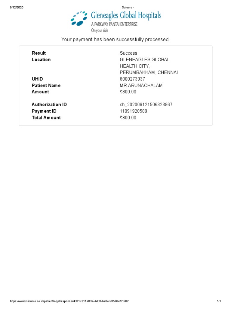 Your Payment Has Been Successfully Processed.: Result Location | PDF