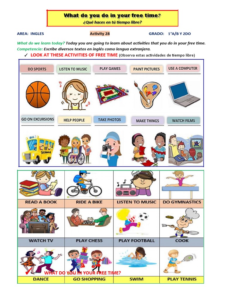 Actividades de Tiempo Libre en Inglés | PDF