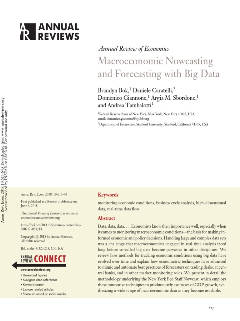Macroeconomic Nowcasting and Forecasting With Big Data: Annual Review of Economics | PDF ...