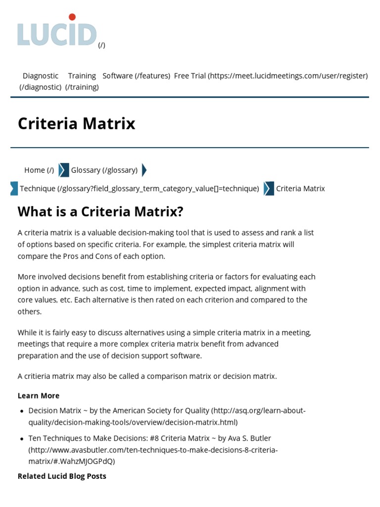 What Is A Criteria Matrix | PDF | Decision Making | Communication