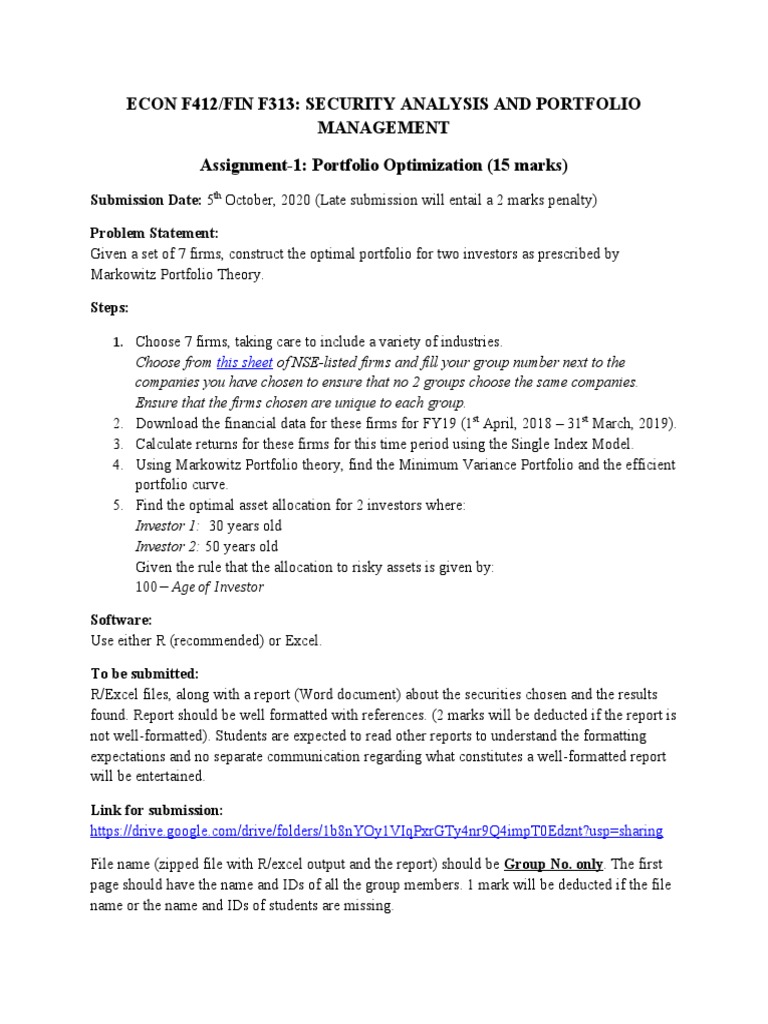 SAPM Assignment 1 Notice | PDF