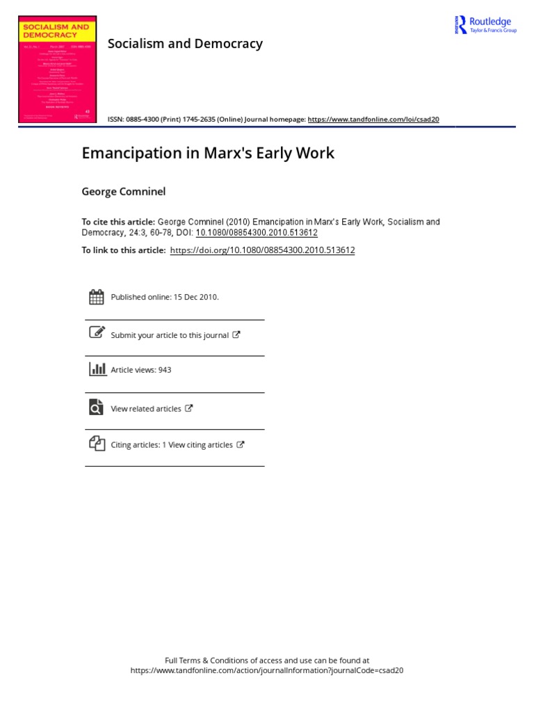 Emancipation in Marx S Early Work | PDF | Marx's Theory Of Alienation ...
