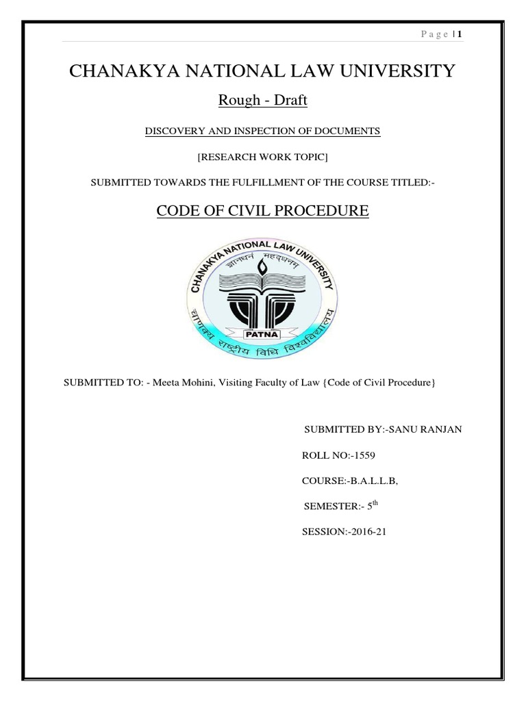 Code of Civil Procedure Rough Draft | PDF | Discovery (Law) | Lawsuit