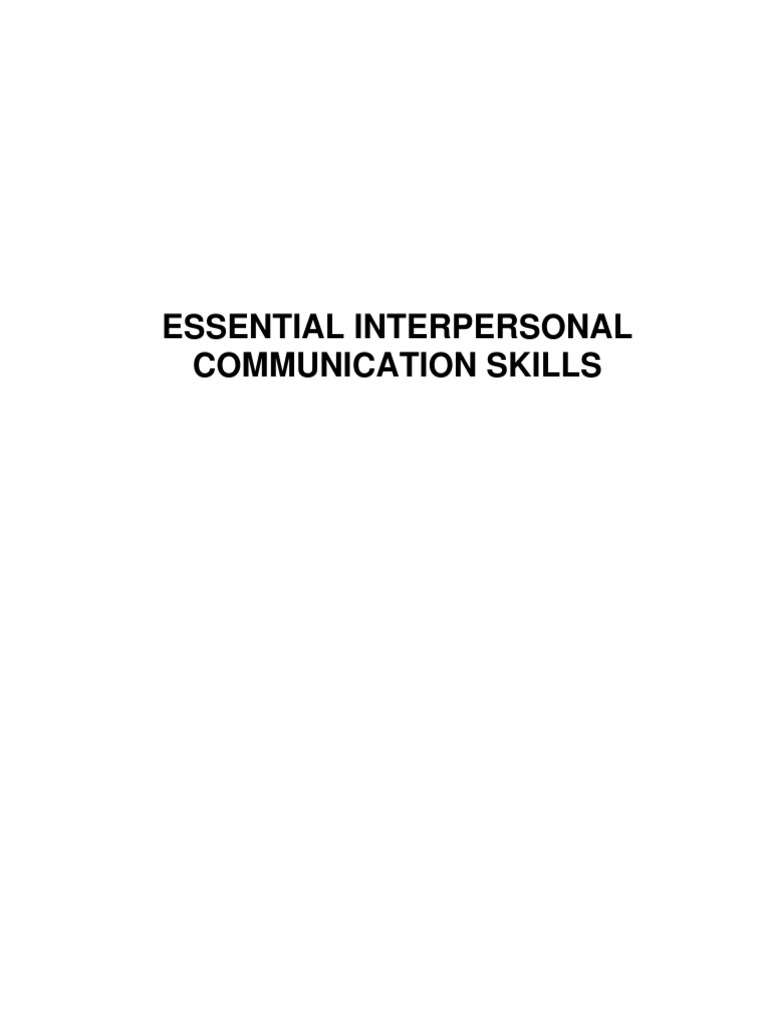Essential Interpersonal Communication Skills Notebook Final | PDF ...