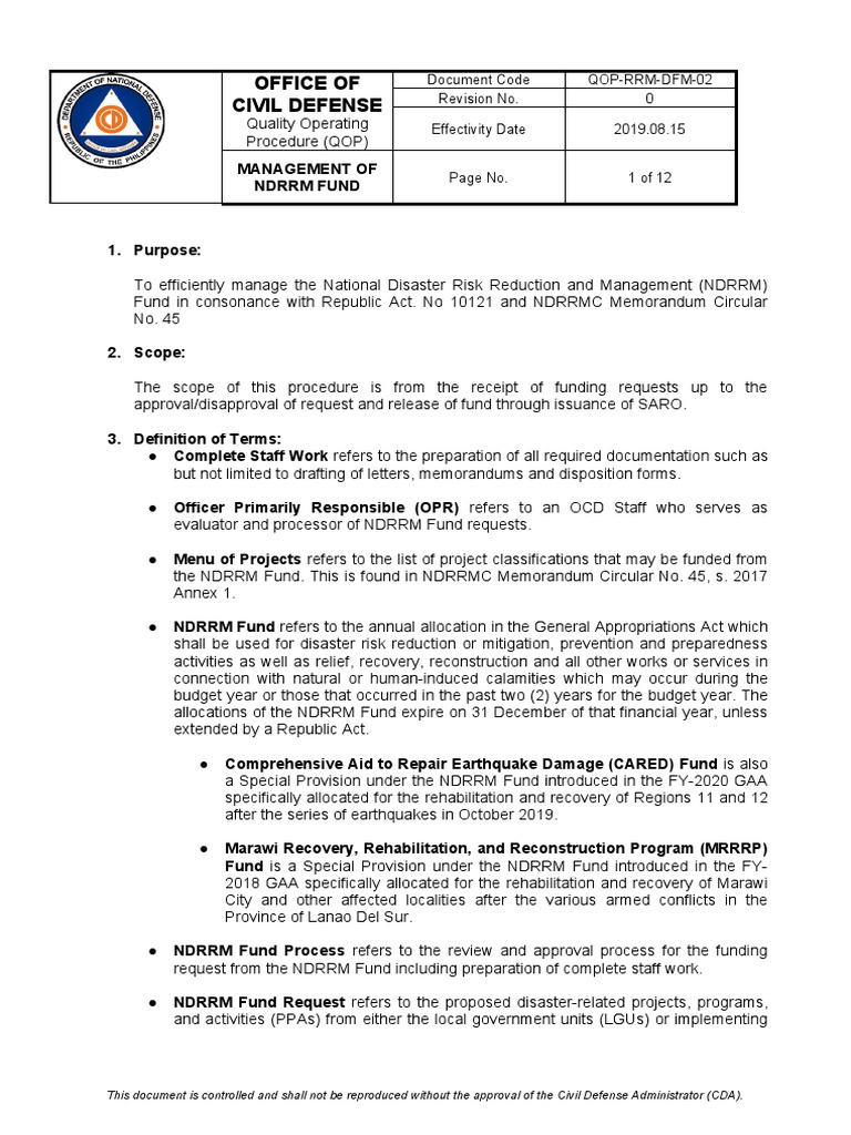 NDRRM Fund Management Guide | PDF | Emergency Management | Business