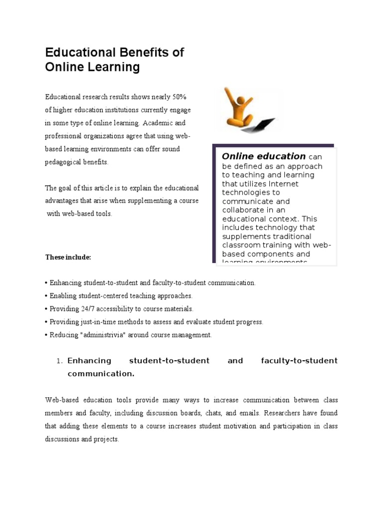 Educational Benefits of Online Learning | PDF | Educational Technology ...