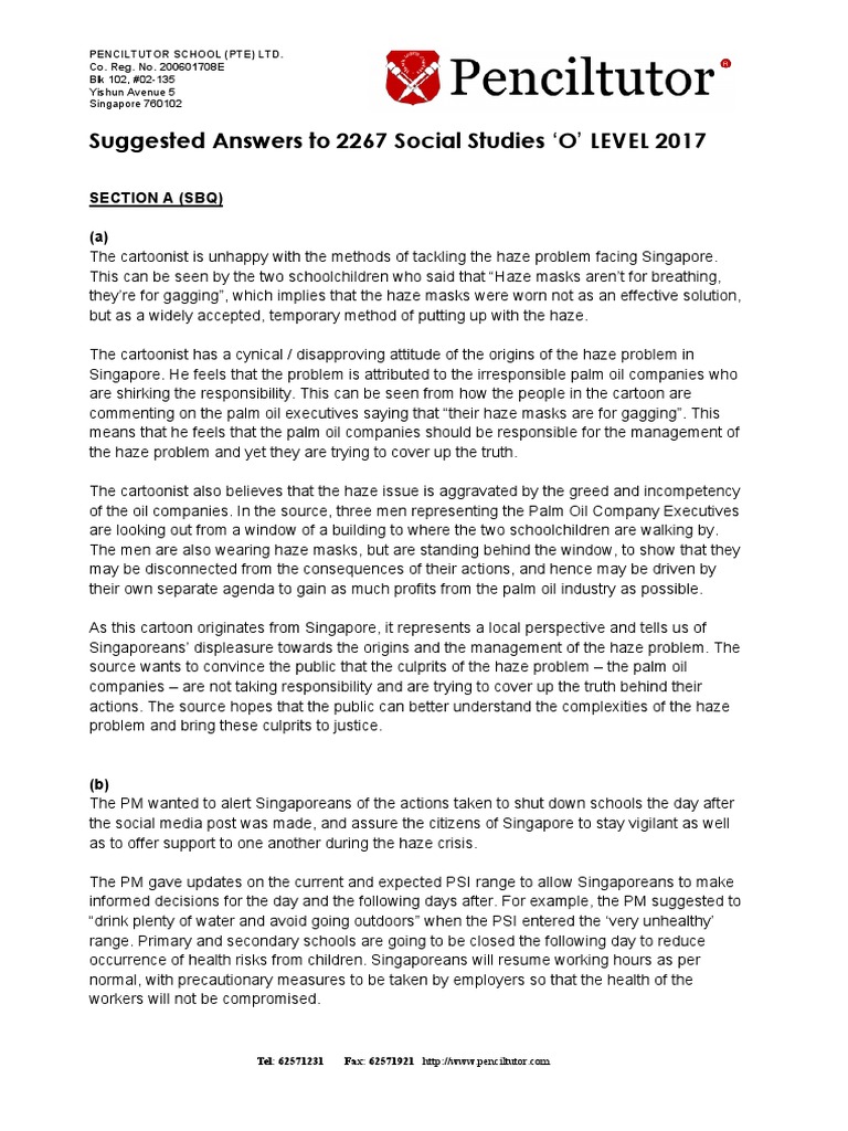 O Level 2017 Paper Answers | PDF | Singapore | World Politics