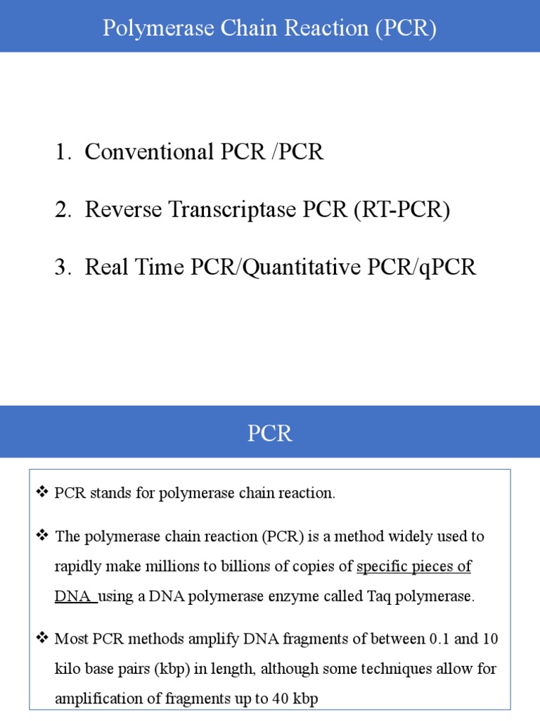 Overview of PCR Techniques and Applications | PDF | Polymerase Chain ...