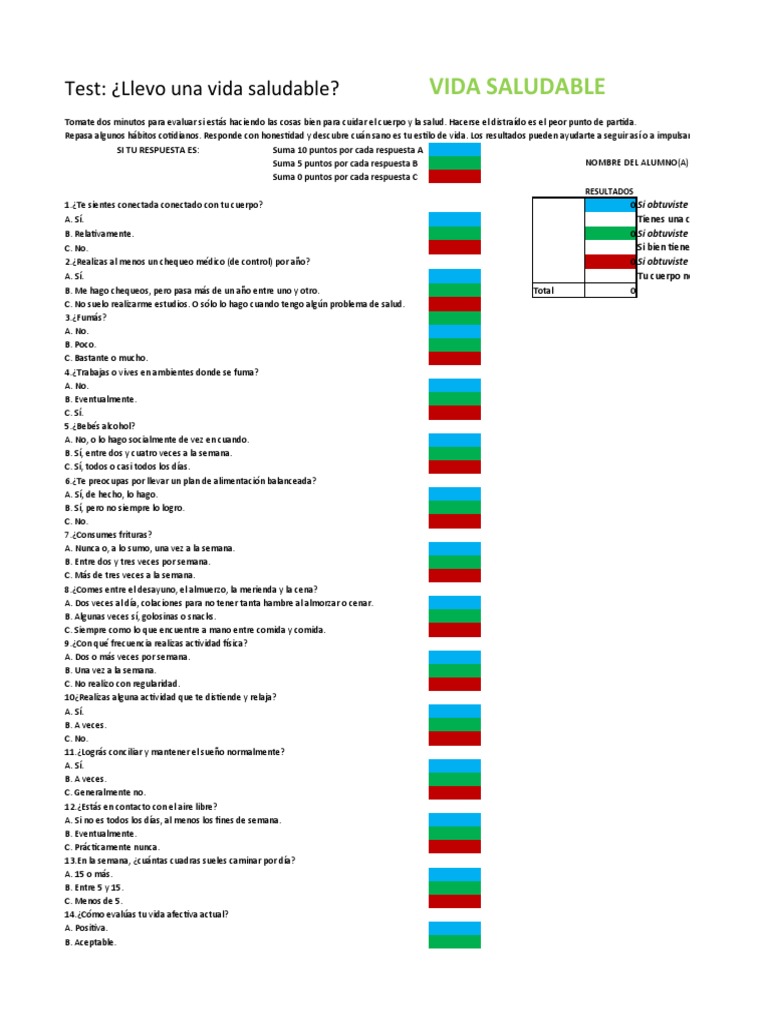 Test de Vida Saludable | PDF | Bienestar | Medicina