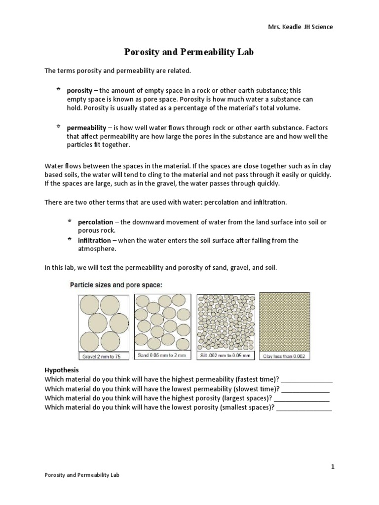 Porosity and Permeability Lab Guide | PDF | Aquifer | Porosity