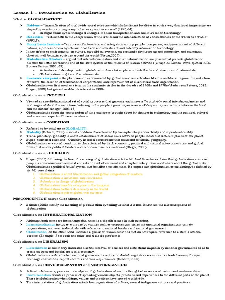 Lesson 1-Introduction To Globalization | PDF | Globalization | Policy
