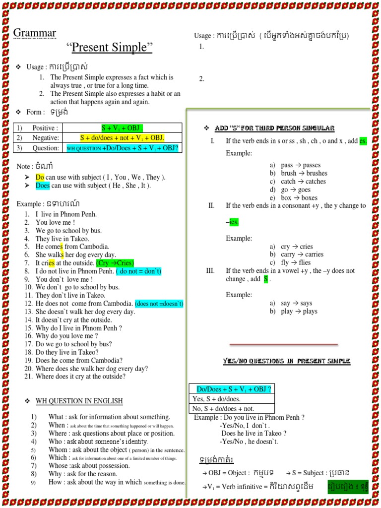 GrammarPresent Simple | PDF | Question | Linguistic Typology