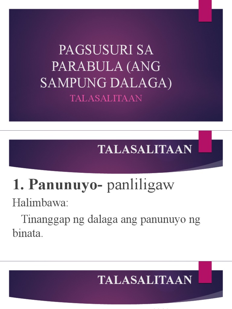 Pagsusuri Sa Parabula (Ang Sampung Dalaga) | PDF
