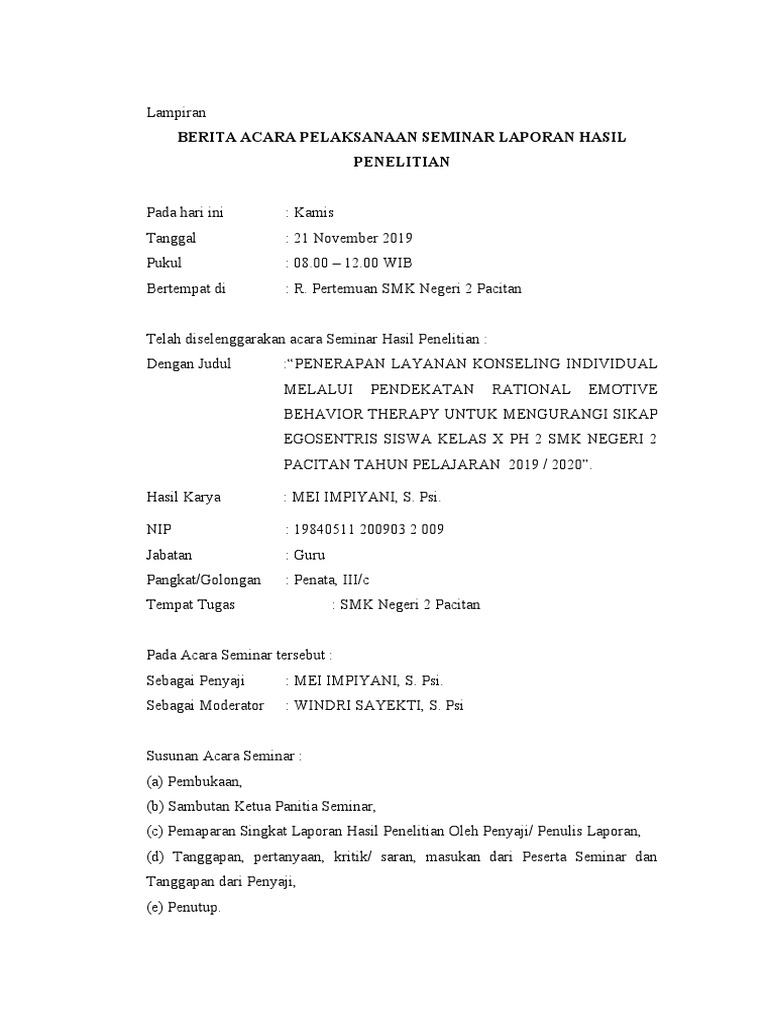 Contoh Lampiran Seminar Mei 2020 | PDF