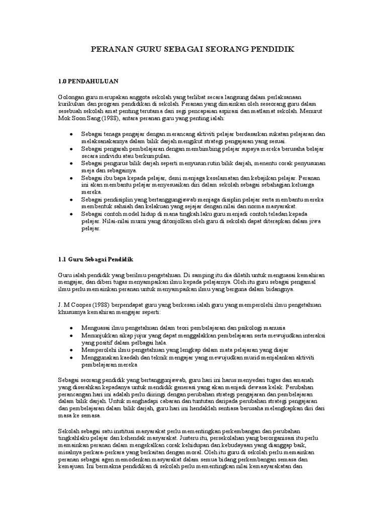 Peranan Guru Sebagai Seorang Pendidik | PDF