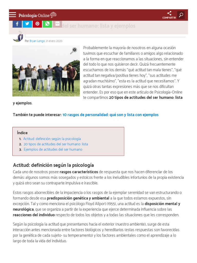 WWW Psicologia Online Com 20 Tipos de Actitudes Del Ser Humano Lista y ...