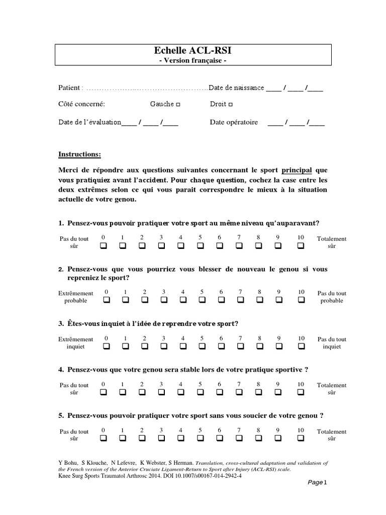 Echelle ACL-RSI PDF | Download Free PDF | Échecs | Théorie (échecs)