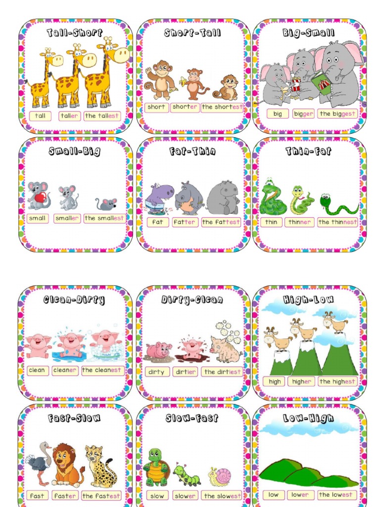 Comparatives and Superlatives Go Fish Flashcards Fun Activities Games ...