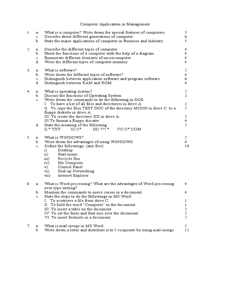 Computer Application in Management | PDF | Word Processor | Microsoft Word