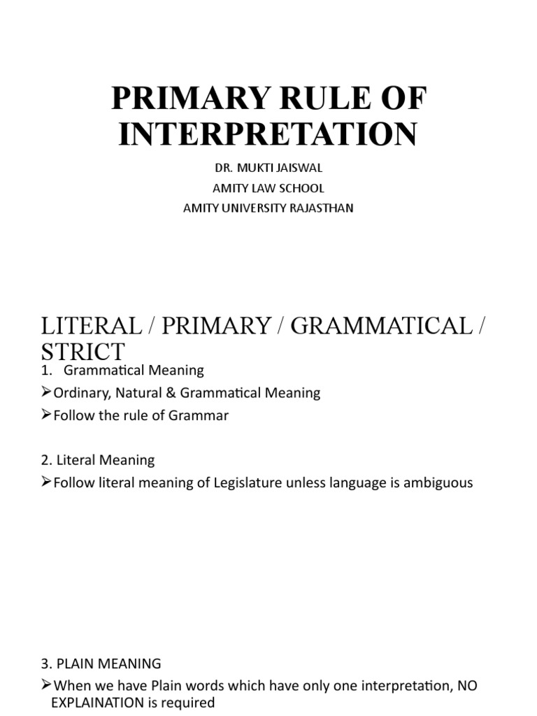 Primary Rule of Interpretation | PDF