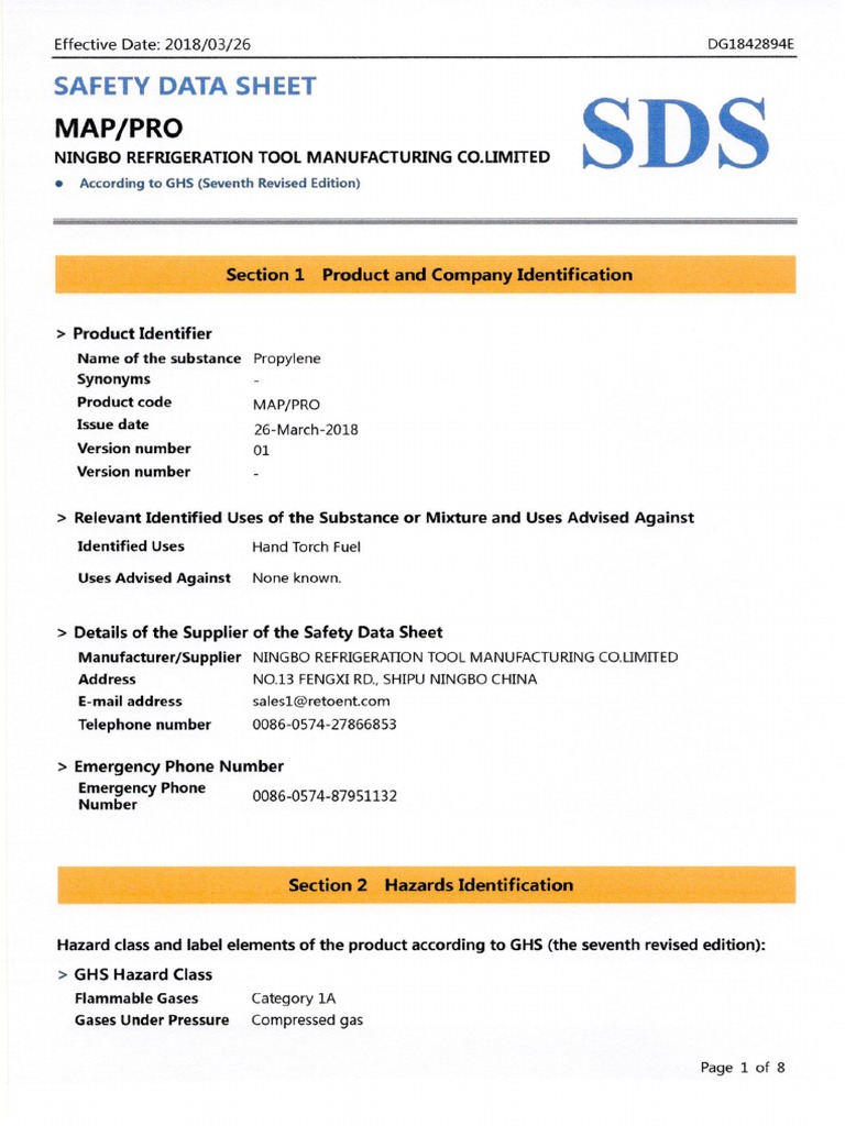 SDS - Map+pro UN1077 | PDF