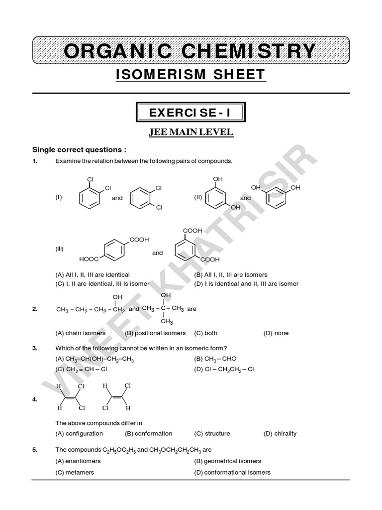 ISI R: Organic Chemistry | PDF | Isomer | Conformational Isomerism