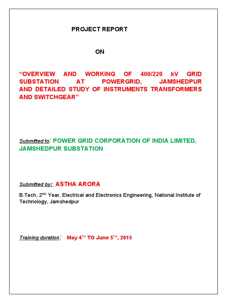 SUMMER TRAINING REPORT - Astha - Final | PDF | Electrical Substation | Transformer