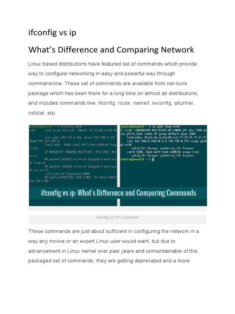 Ifconfig Vs Ip | PDF | Internet Protocols | Linux