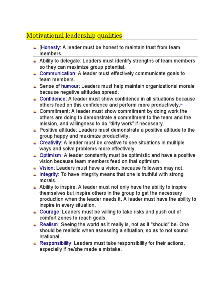 Motivational Leadership Principles | PDF
