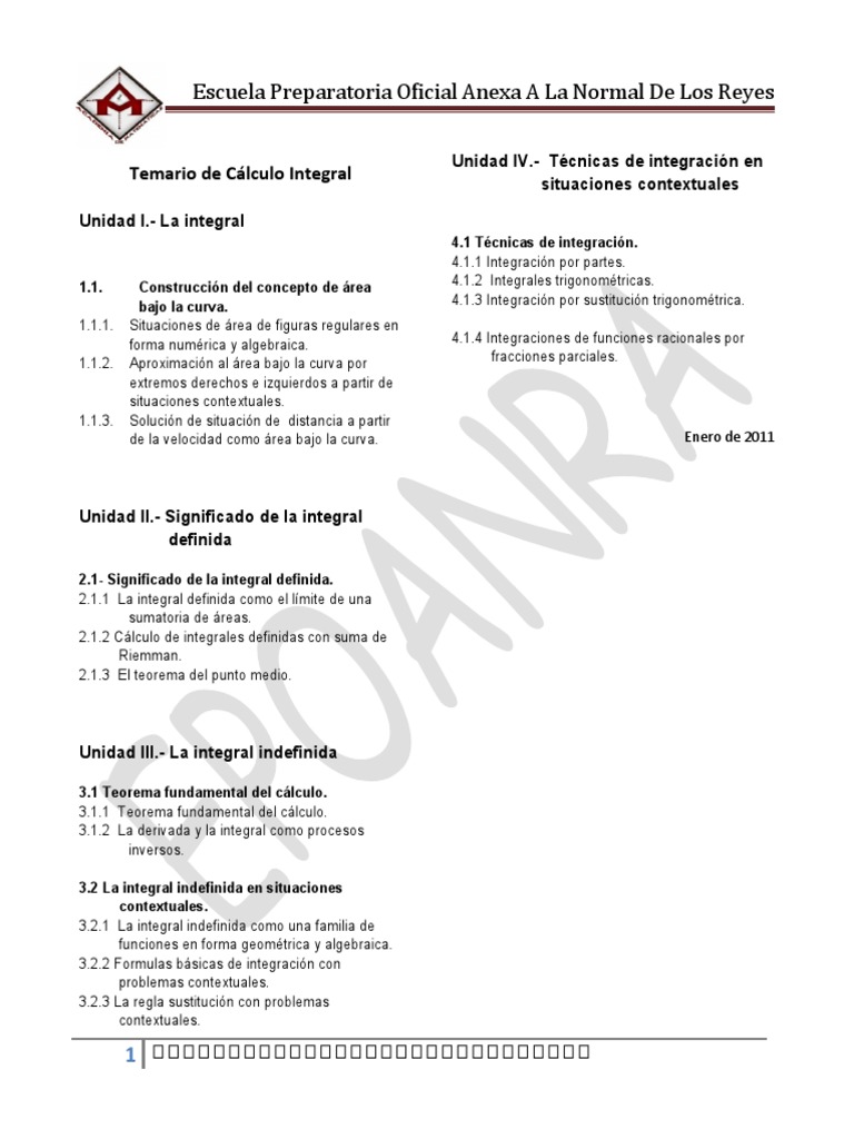 Temariode Cálculo Integral | PDF