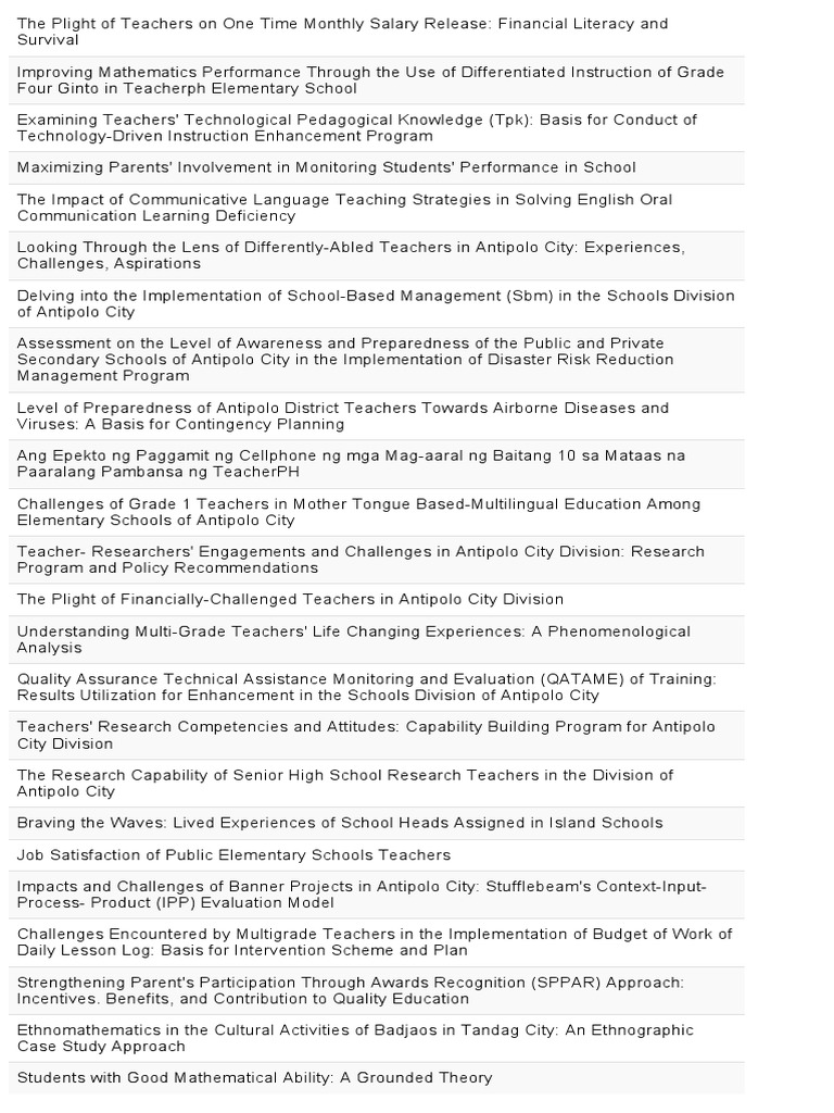 Sample Research Titles New 2019 | PDF | Reading Comprehension ...