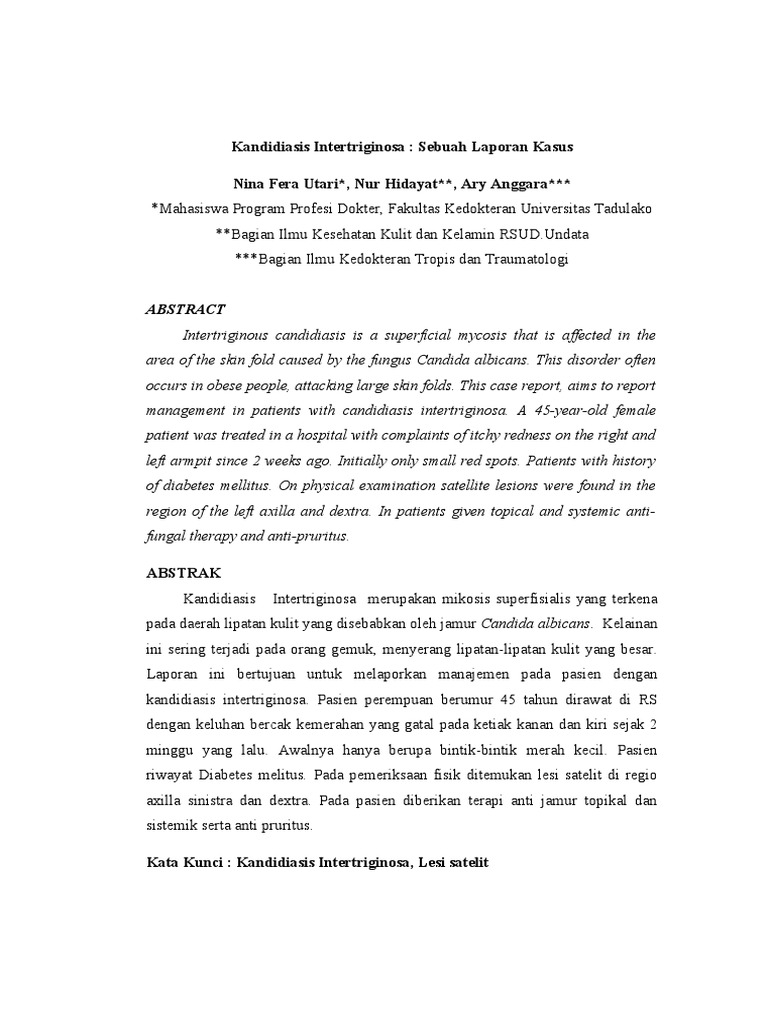 Laporan Kasus Kandidiasis Intertriginosa | PDF