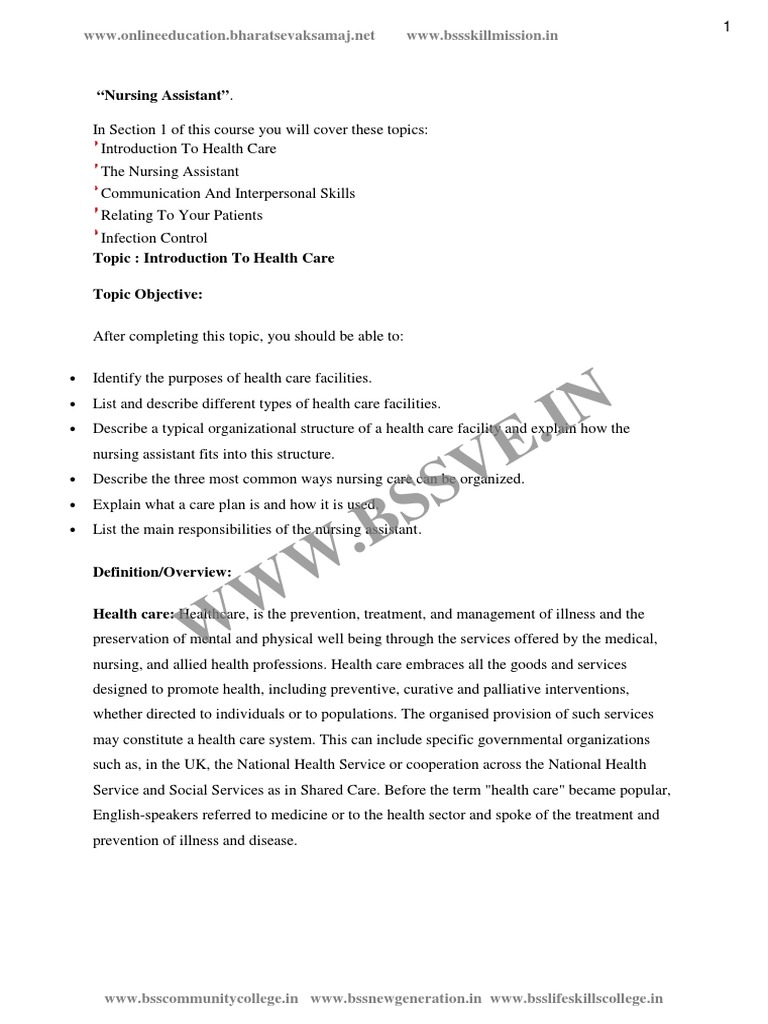 Nursing Assistant | PDF | Infection Control | Emergency