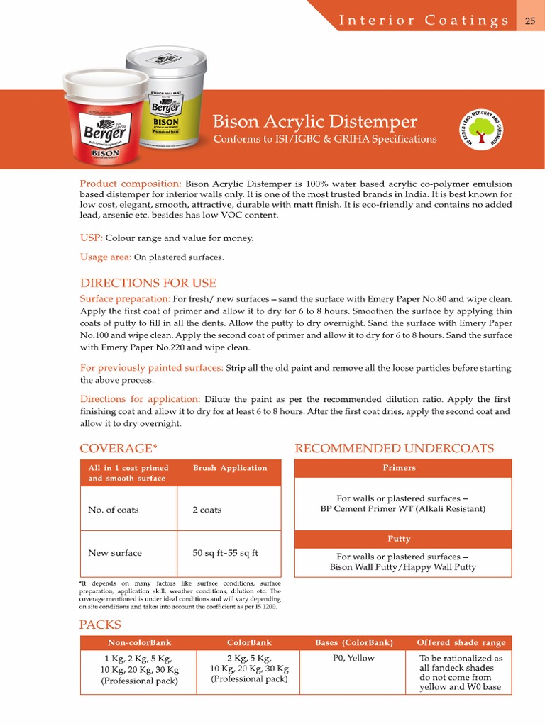 Bison Acrylic Distemper PDF | PDF