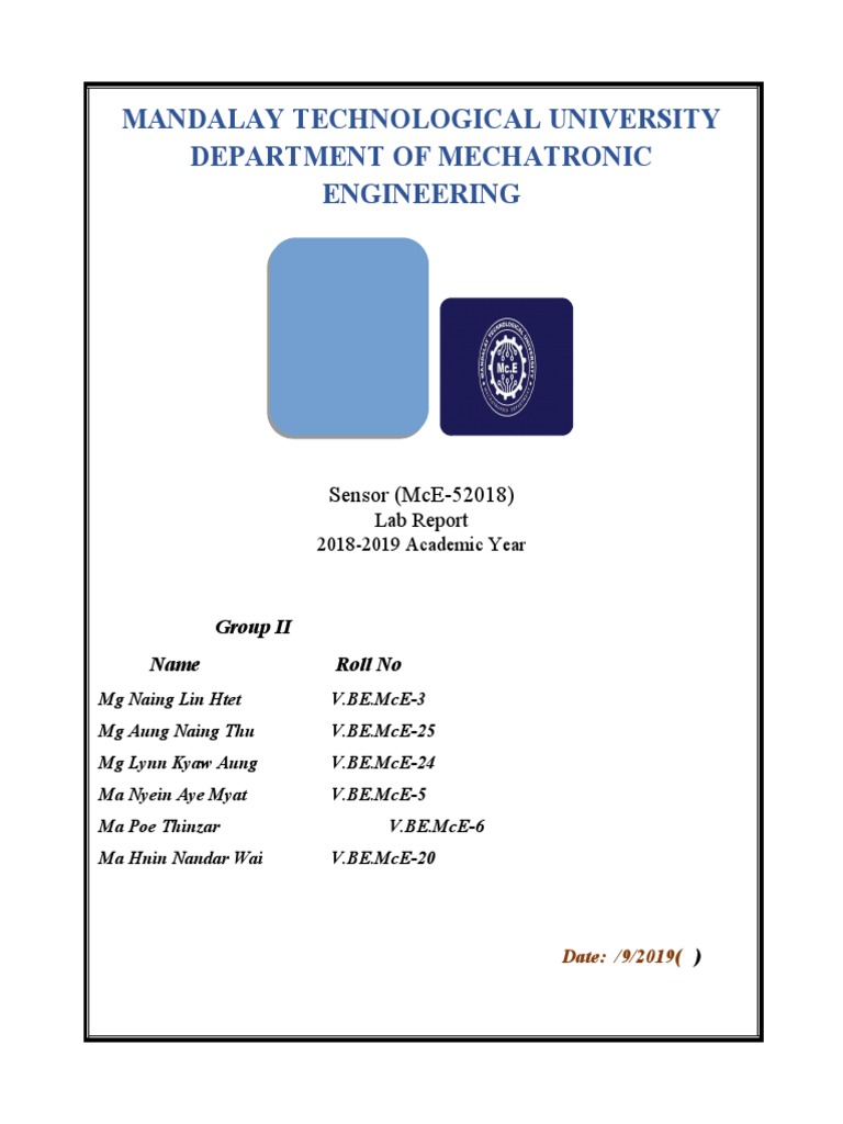 Mandalay Technological University Department of Mechatronic Engineering ...