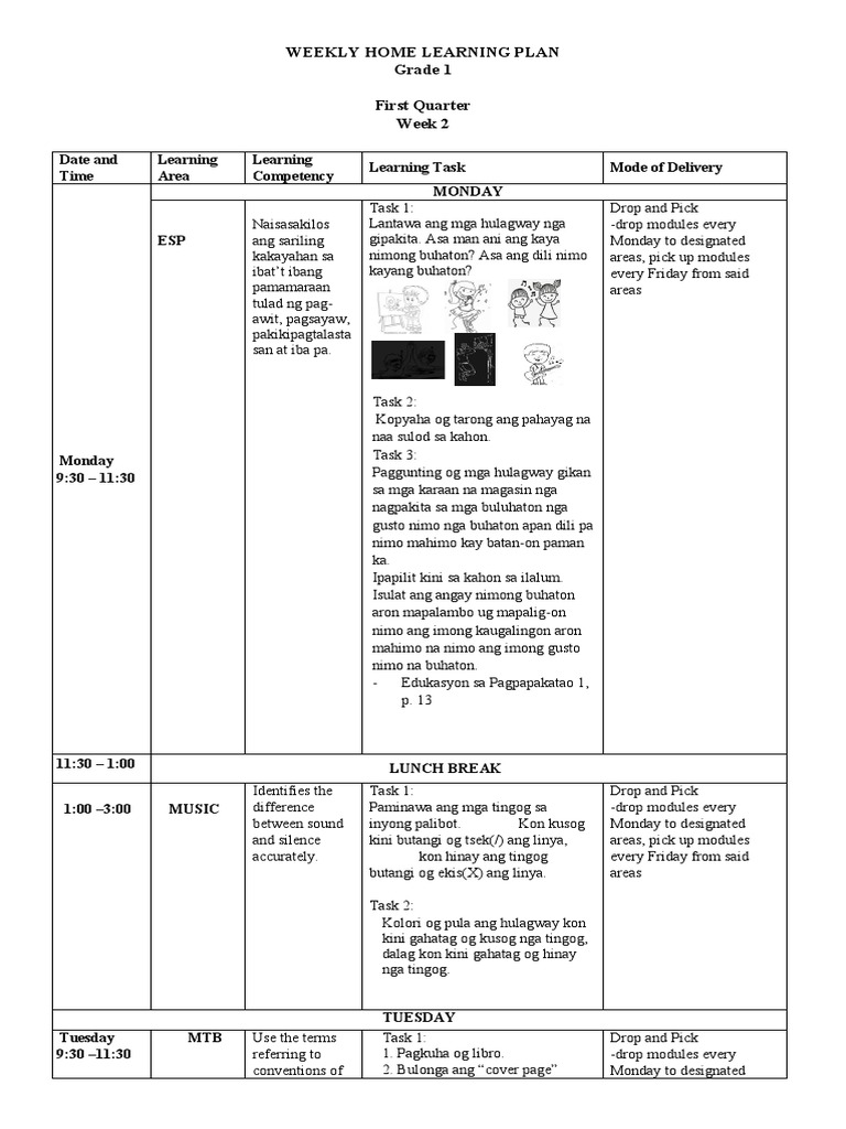 WEEKLY LEARNING PLAN Week 2 | PDF