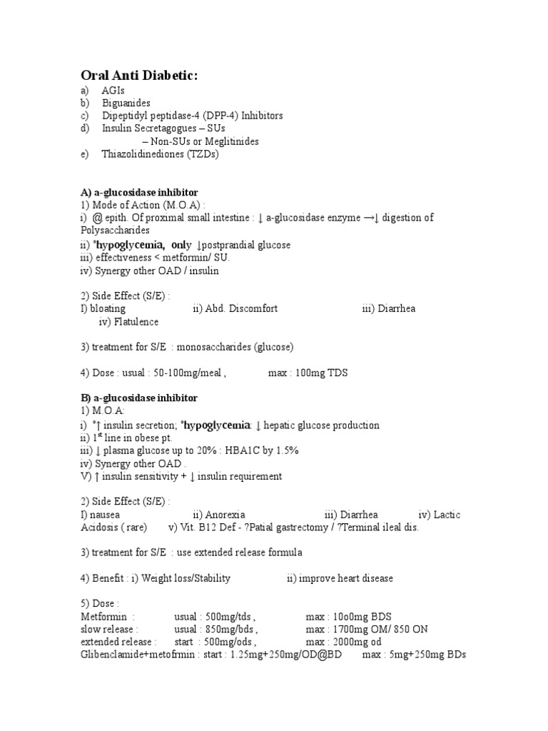 Oral Anti Diabetic | PDF | Disorders Of Endocrine Pancreas | Drugs
